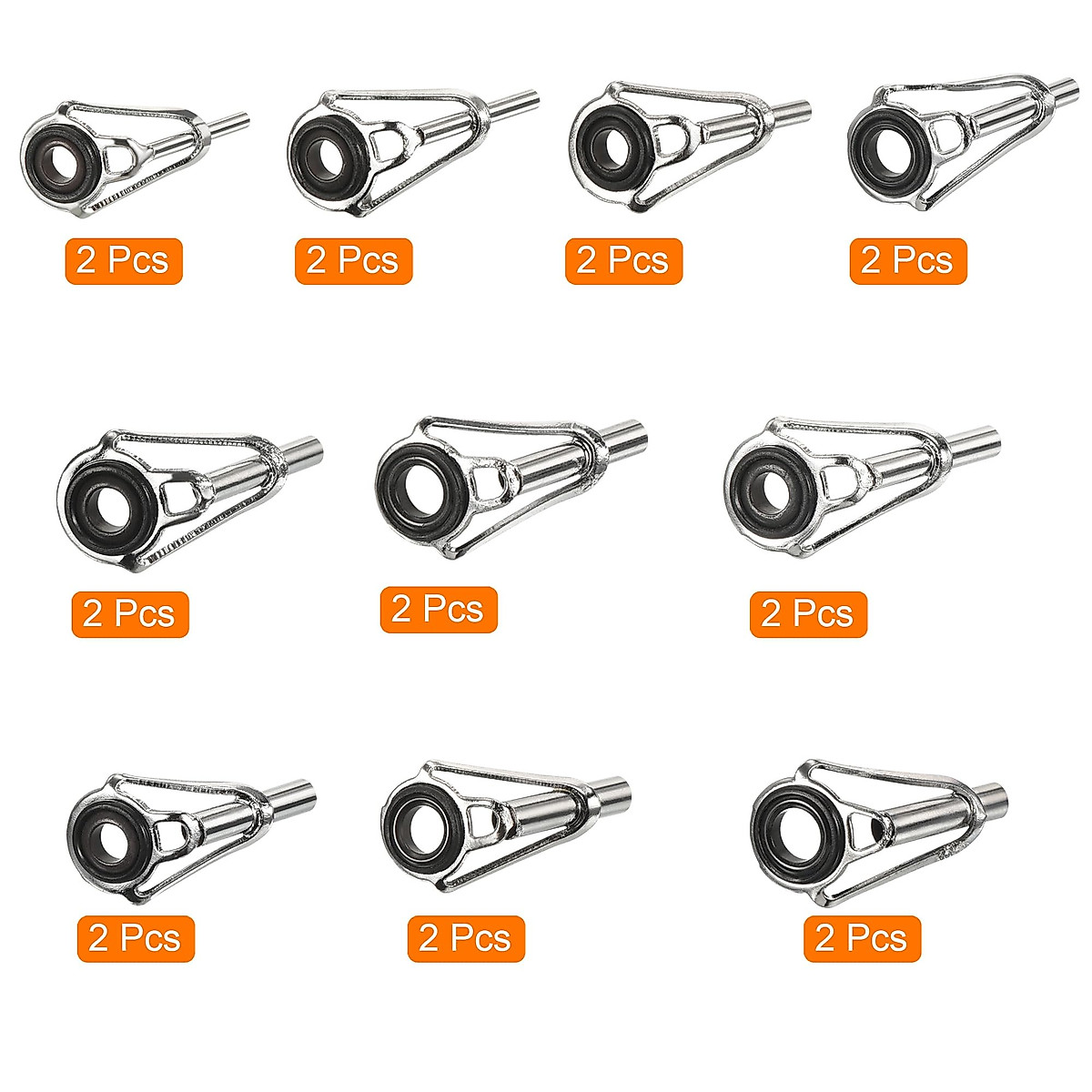 PATIKIL 1.6-3.6mm Tube Dia Fishing Rod Tips Repair Kit, 10 Pack Iron Ring Guide for Saltwater Freshwater Fishing, Silver Tone