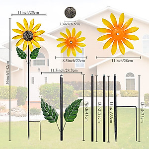 Viveta Sunflower Wind Spinner, 56" Metal Wind Spinner with Stake, Wind Spinners for Yard and Garden Lawn Patio Decor
