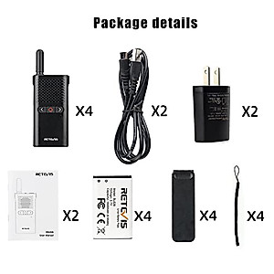 Retevis RB28B Walkie Talkies for Adults,Two Way Radios Long Range Rechargeable,1500mAh Battery,USB Charging,Mini 2 Way Radio Handheld for Easter Gifts Hiking Outdoor Camping Trip Hunting(4 Pack)