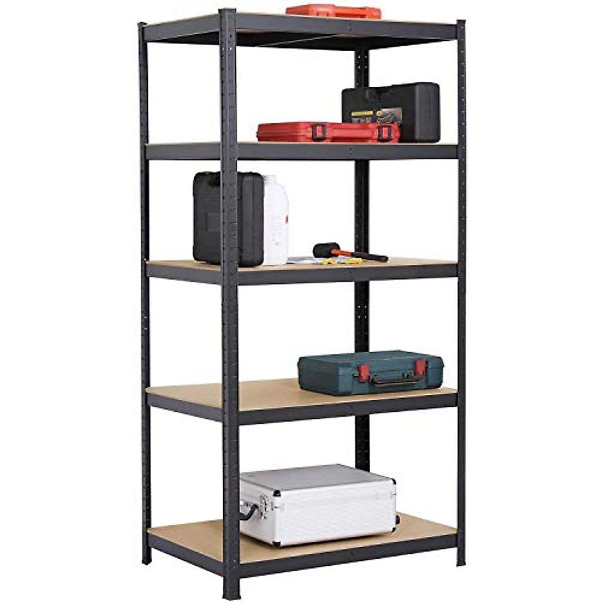 Shelving Unit 5-Shelf (28" L x 12" W x 59" H) Storage Shelves Heavy Duty Metal & MDF Rack Shelving Commercial Grade Utility Steel Storage Rack 386lbs Loading Capacity Per Shelf, Black