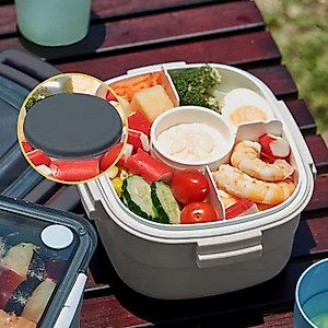 ELXXROONM Bento Box Salad Container with Ice Pack - Stackable Leak Proof Lunch Container with Inner Dressing Cup - Large Capacity with Fork for Picnic 43.96oz
