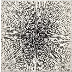 SAFAVIEH Evoke Collection 5'1" Square Black/Ivory EVK228K Abstract Burst Non-Shedding Living Room Bedroom Area Rug