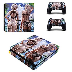 Vanknight PS4 Slim Console Controllers Skins Set Anime Girls Vinyl Sticker Decal Wrap Hot Girl