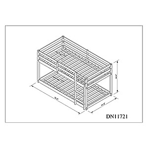 Tidyard Twin Over Twin Floor Bunk Bed,Natural for Bedroom Dorm Guest Room Home Furniture