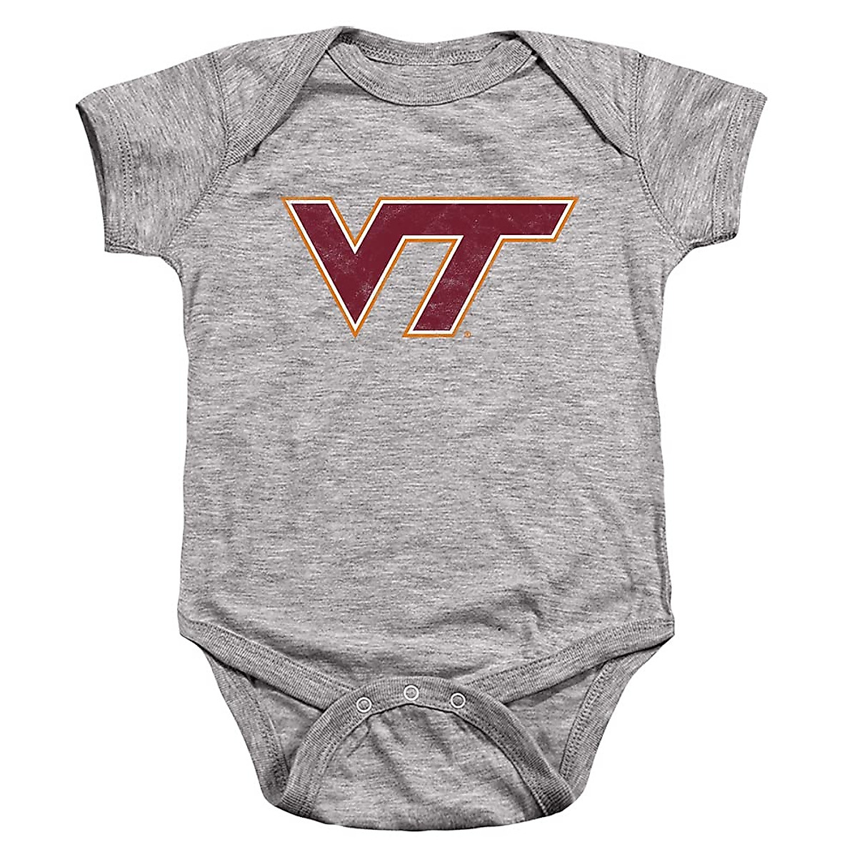 Virginia Tech Official Distressed Primary Unisex Infant Snap Suit for Baby,Athletic Heather, 6 Months