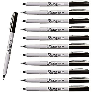 Sharpie Permanent Markers, Ultra Fine Point, Black, 12 Count - 1 Pack