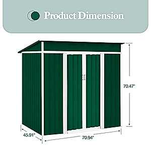 Omelaza 4' x 6' Outdoor Garden Storage Shed with Sliding Door, Perfect to Store Patio Furniture, Garden Tools, Bike Accessories, Beach Chairs, Weather Resistance, Green