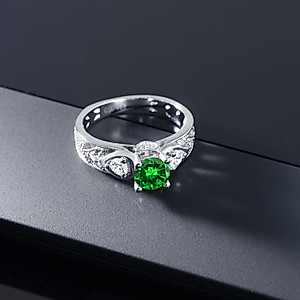 Gem Stone King 925 Sterling Silver Round 6MM Gemstone Birthstone Engagement Ring | Wedding Anniversary Promise Ring For Women | Available In Size 5, 6, 7, 8, 9