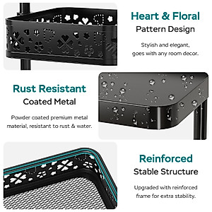 3-Tier Bathroom Counter Organizer, Upgrade Large Vanity Countertop Organizer with 360 Rotating Basket, Bathroom Sink Standing Perfume Cosmetic Makeup Storage Shelf, Kitchen Spice Rack (Black)