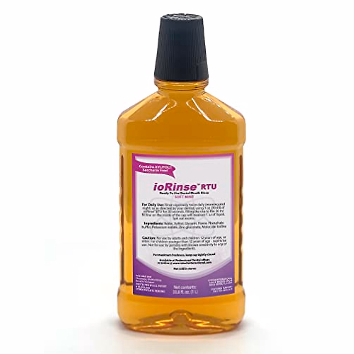 Iotech ioRinse Mouthwash New & Improved - Natural Clean - Contains Xylitol - Saccharin Free - Superior Dental Cleaner for Teeth, Gums, Bad Breath - Soft Mint (1L Bottle)