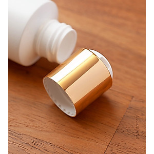 JUVITUS 4 oz / 120 ml White Plastic HDPE Refillable Cylinder Squeeze Bottle with (6 pack, Gold Disc Cap)