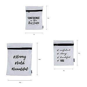 Woolite 3 Piece Printed, Multi Size Laundry Delicates, Zipper Close Mesh Wash Bag, White, 3 Count