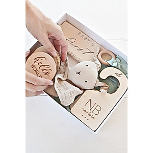 Baby Gift Box - Baby Gift Set Including Milestones Set, Baby Closet Dividers, Bunny, Teether+Blankie and Outfit Keepsake (Ultimate 5-Pack Gift Set)…