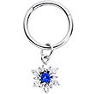 Body Candy 16G Steel Hinged Segment Ring Seamless Cartilage Blue Accent Snowflake Helix Tragus Earring 3/8"