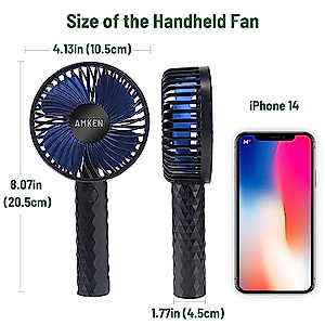 AMKEN Small Handheld Fan, Portable Mini Fan with Rechargeable Battery Personal Fan with 3 Speeds Hand Fan for Outdoor Camping Walking Shopping Office