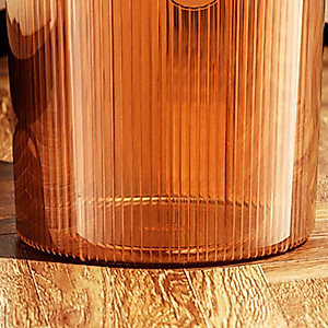 Plastic Trash Can, Small Waste Basket Clear Trash Can Plastic Wastebasket Orange Round Trash Can Garbage Container Bin for Bathroom Bedroom Living Room Kitchen Office