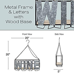 EXCELLO GLOBAL PRODUCTS Hanging or Wall Mounted Wine Rack: Wine Bottle Holder & Wine Glass Holder - EGP-HD-0032