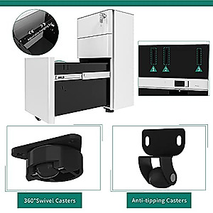 YITAHOME 3-Drawer Metal Filing Cabinet Office Drawers with Keys, Compact Slim Portable File Cabinet, Pre-Built Office Storage Cabinet for A4/Letter/Legal (Gray and White)