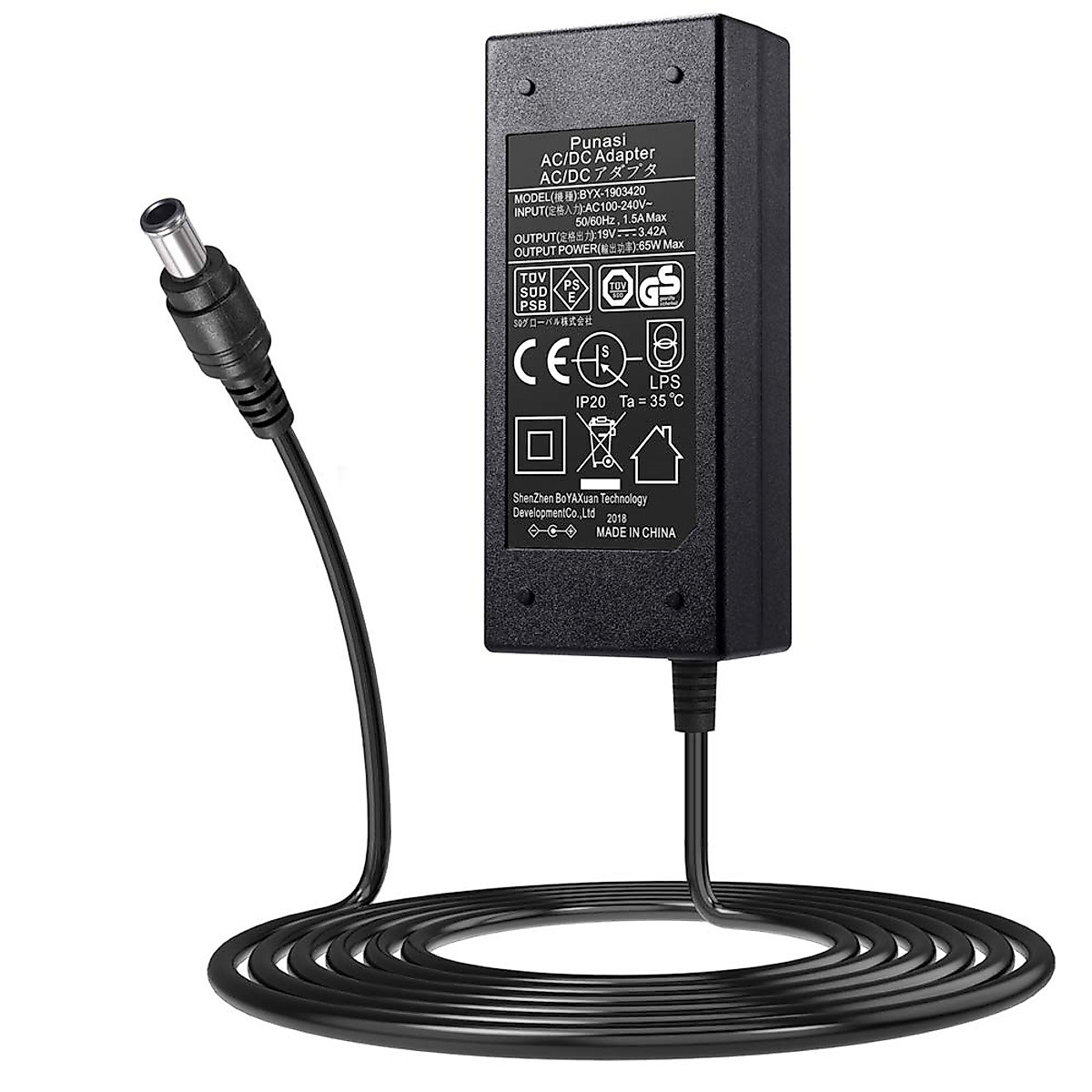19V AC Adapter for LG Monitor 65W Power Supply Fits for LG 19" 20" 22" 23" 24" 27" LED LCD HD TV Widescreen Flatron IPS236V IPS236-PN LG 24MP48HQ 25UM58-P 27GL83A-B Charger Cord Replacement
