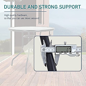 FDW with Umbrella Hole Outdoor Dining Round Tempered Glass All Weather Outside Clearance Patio Table for Yard Bistro Lawn Balcony, Black