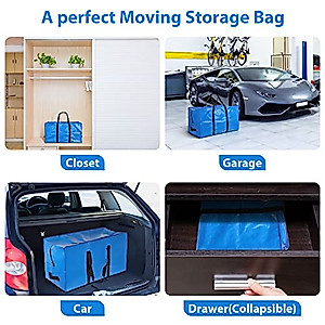 2Pack Heavy Duty Extra Large Moving Bags, Big Blue Moving Storage Bags, Packing Totes for Moving, with Zippers & Handles Waterproof Organizer, for Blanket Comforter Clothing Storage, Moving Supplies