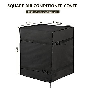 SORALEK Air Conditioner Cover for Outside Units, Universal Size, Black, Waterproof, Fits up to 21 x 16 x 15 inches