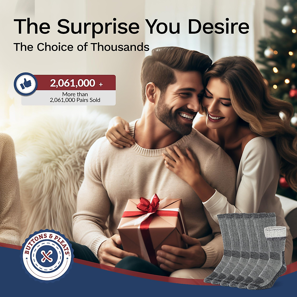 Buttons & Pleats Wool Socks for Men Women Merino Thermal Warm Cozy Winter Fuzzy Boot Sock Charcoal SM