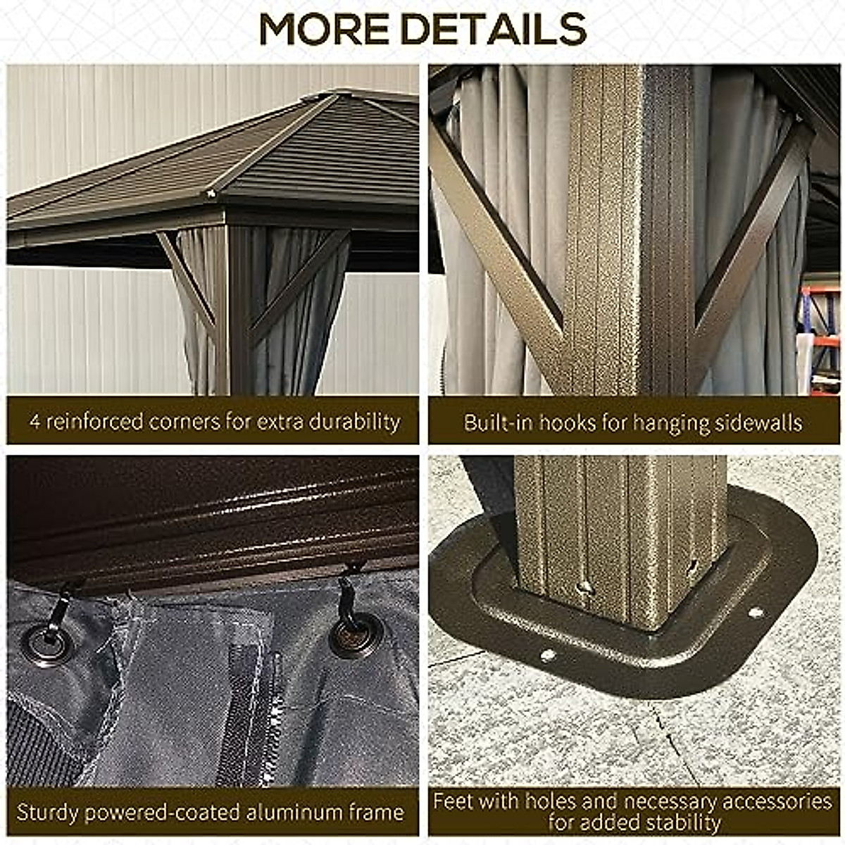 BBQ Gazebo Canopy 10 x 12' Deluxe Gazebo Patio Canopy Hard Top Outdoor Event W/Double Netting Grill Gazebo Shelter for Patio, Garden