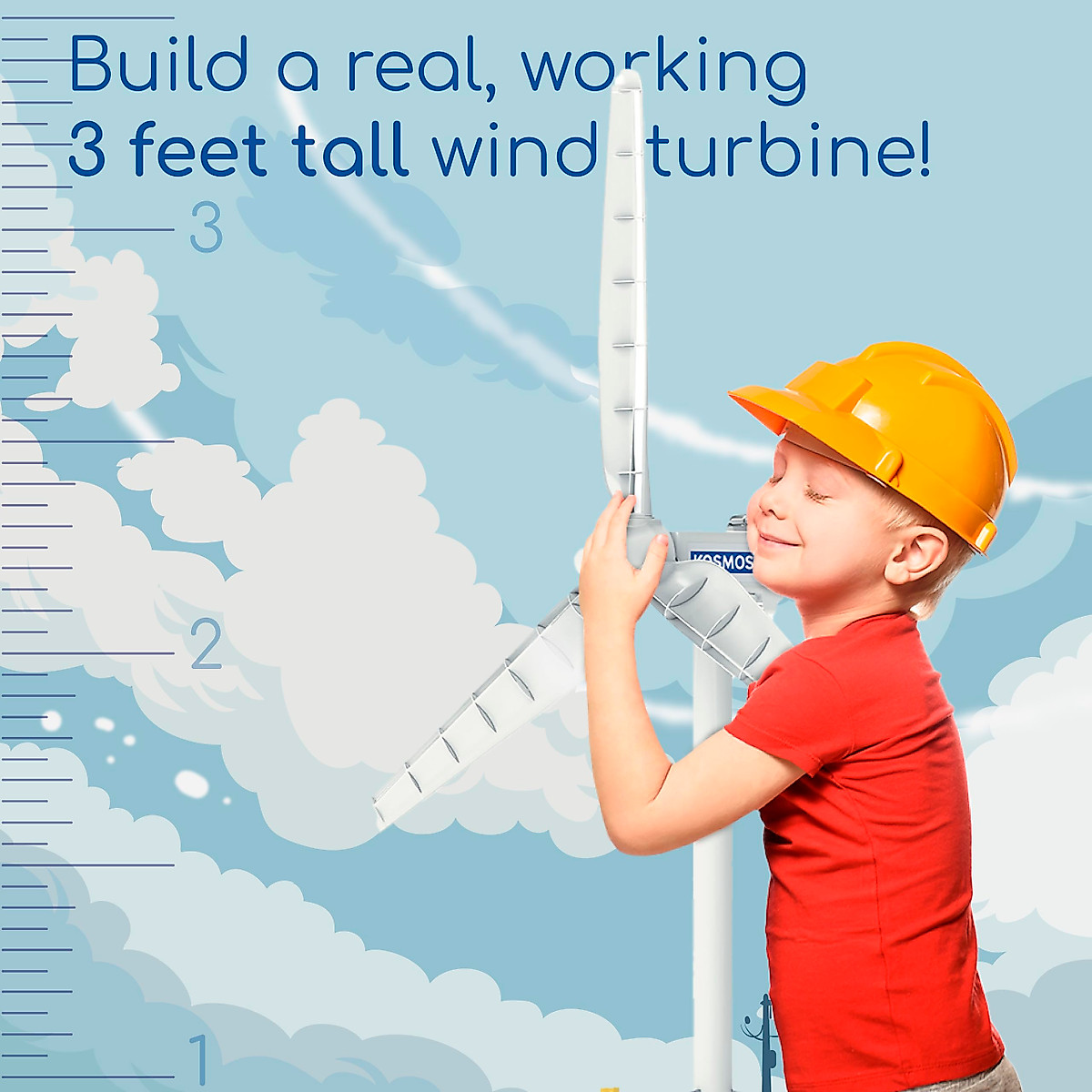 Thames & Kosmos Wind Power V4.0 STEM Experiment Kit | Build a 3ft Wind Turbine to Generate Electricity | Learn about Renewable Energy & Power a Small Model Car | Weatherproof for Outdoor Use