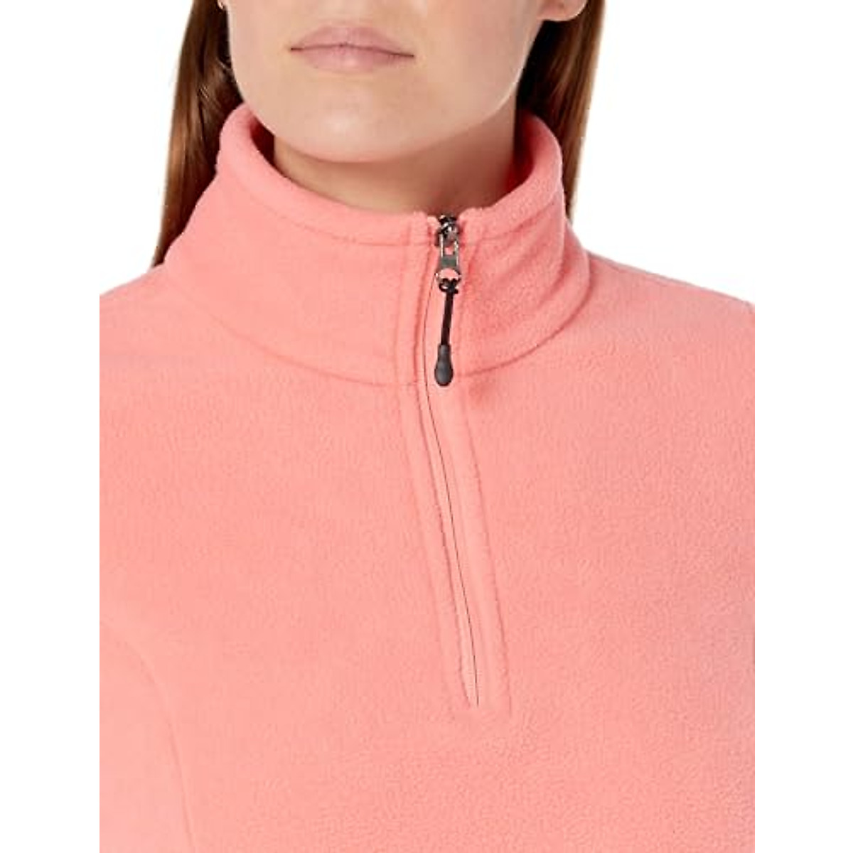 Amazon Essentials Women's Classic-Fit Long-Sleeve Quarter-Zip Polar Fleece Pullover Jacket - Discontinued Colors, Coral Pink, X-Large