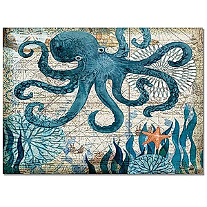 Area Rug 4x6ft Rugs for Living Room, Non-Slip Stain-Proof Carpet for Bedroom Decor, Seagrass Sea Animal Octopus of Undersea World Area Rugs for Hallways Kids Room Nursery Dining Room