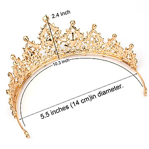 COCIDE Gold Tiaras and Crowns for Women Crystal Headband for Girl Clear Rhinestone Hair Accessories for Bride Wedding Bridal Prom Birthday Party Queen Princess Decorations Halloween Costume Cosplay