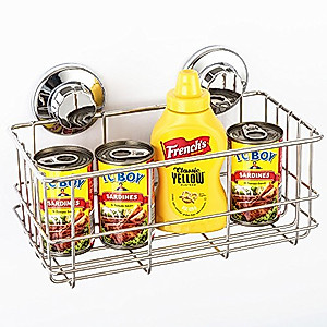 iPEGTOP Suction Cup Deep Shower Caddy Bath Wall Shelf for Large Shampoo Shower Gel Holder Bathroom Storage - Rustproof Stainless Steel