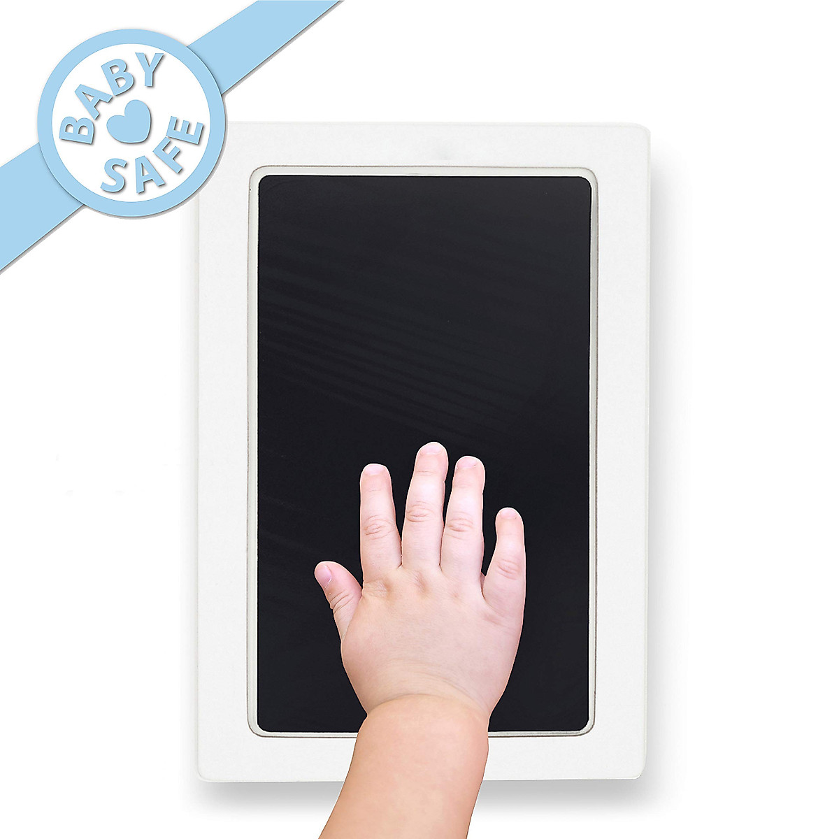 Large Clean Touch Ink Pad for Baby Handprints and Footprints – Inkless Infant Hand & Foot Stamp – Safe for Babies, Doesn’t Touch Skin – Perfect Family Memory or Gift, Black Print Kit by Tiny Gifts