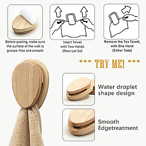 Besuerte Hand Towel Holder Set of 2 - Magic Bathroom Towel Rack- Kitchen Towel Holder - Bathroom Hooks for Towel Adhesive- Peel and Stick Towel Holder for Kitchen, Bathroom, Home Decor, Natural