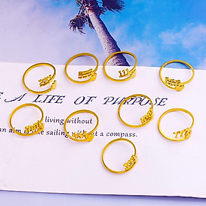 SMUK Angel Number Necklace, Dainty 18K Gold Plated Number 444 Necklace Gold Pendants Choker Necklace Numerology Jewelry with Angel Number Ring for Women Gifts (444-Gold)