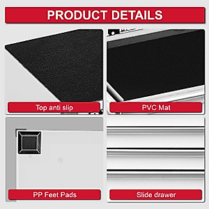 P.I.T. Mini White Tool Box, Portable 5-Drawer Micro Roll Cab Steel Tool Box with Liner, White Small Tool Case for Tools Storage, Home DIY