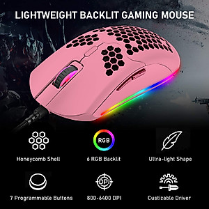 Pink Mechanical Gaming Keyboard Blue Switch Mini 87 Keys Wired Rainbow LED Backlit Keyboard Professional Lightweight Gaming Mouse Gaming Mice Pad for Gamers and Typists