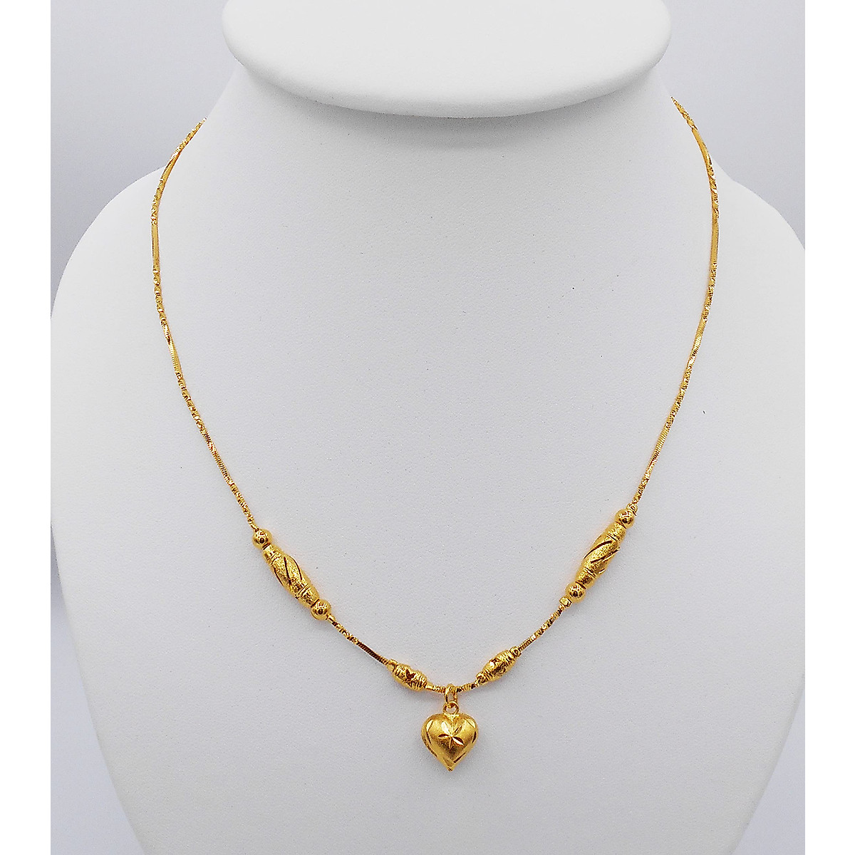 Beaded Thai Baht Yellow Gold Plated Filled Necklace Jewelry for women 18 inch