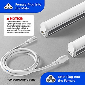 (6 Pack) Barrina LED T5 Integrated Single Fixture, 4FT, 2200lm, 6500K (Super Bright White), 20W, Utility LED Shop Light, Ceiling and Under Cabinet Light, Corded Electric with ON/OFF Switch, ETL Listed