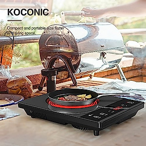 KOCONIC 1600W Single Burner,Electric Cooktop,Hot plate for cooking,Electric Stove With Timer and Touch Control,No Radiation to Protect Family Health Grey…