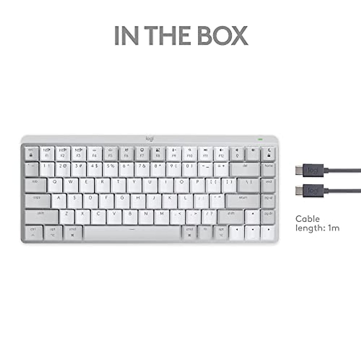 Logitech MX Mechanical Mini for Mac Wireless Illuminated Keyboard, Low-Profile Performance Switches, Tactile Quiet Keys, Backlit, Bluetooth, USB-C, Apple, iPad - Pale Grey