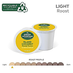 Green Mountain Coffee Roasters Island Coconut, Single-Serve Keurig K-Cup Pod, Flavored Light Roast Coffee, 24 Count (Pack of 1)