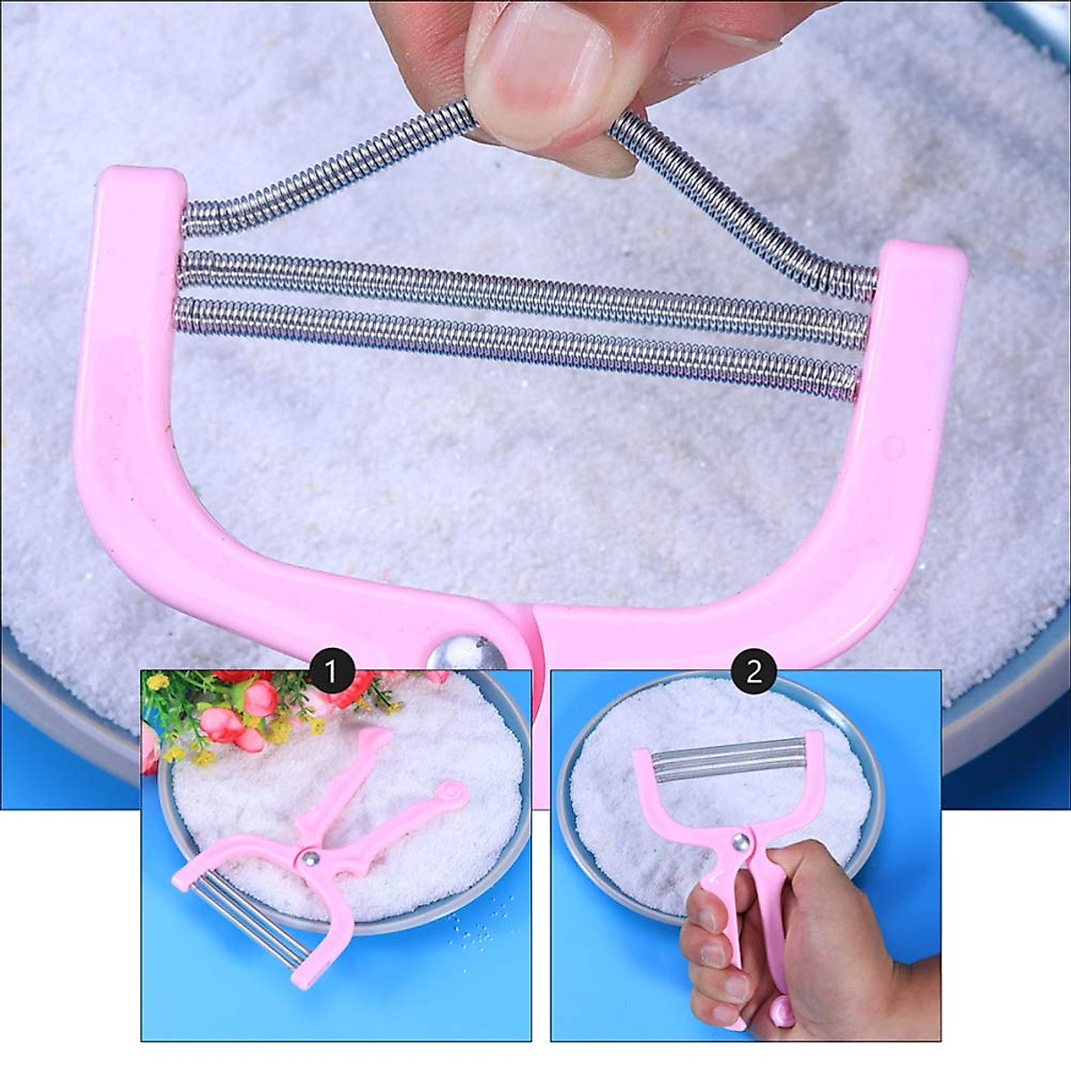 Healifty Manual Chin Hair Shaver 2Pcs Portable Facial Hair Removal Threading Epilator Manual Beauty Hair Remover for Women (Pink) Face Hair Threader