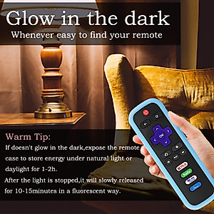 Silicone Protective Controller Sleeve for Roku | TCL Hisense Roku Remote Case Universal for Onn Roku TV Remote Cover with Tracker,Glow in The Dark