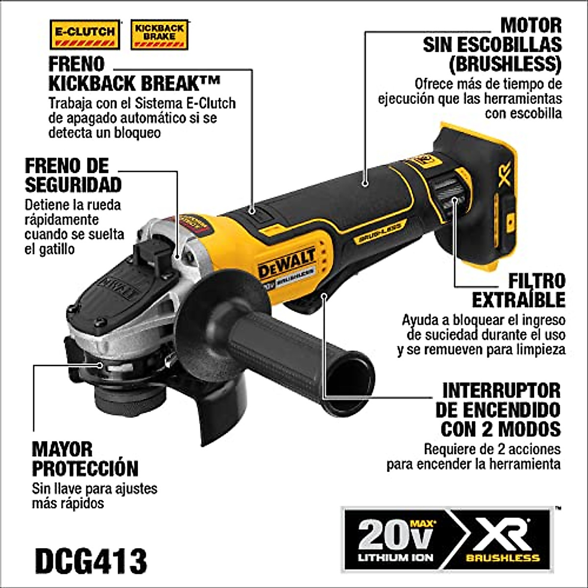 DEWALT 20V MAX* Angle Grinder Tool, Tool Only (DCG413B)