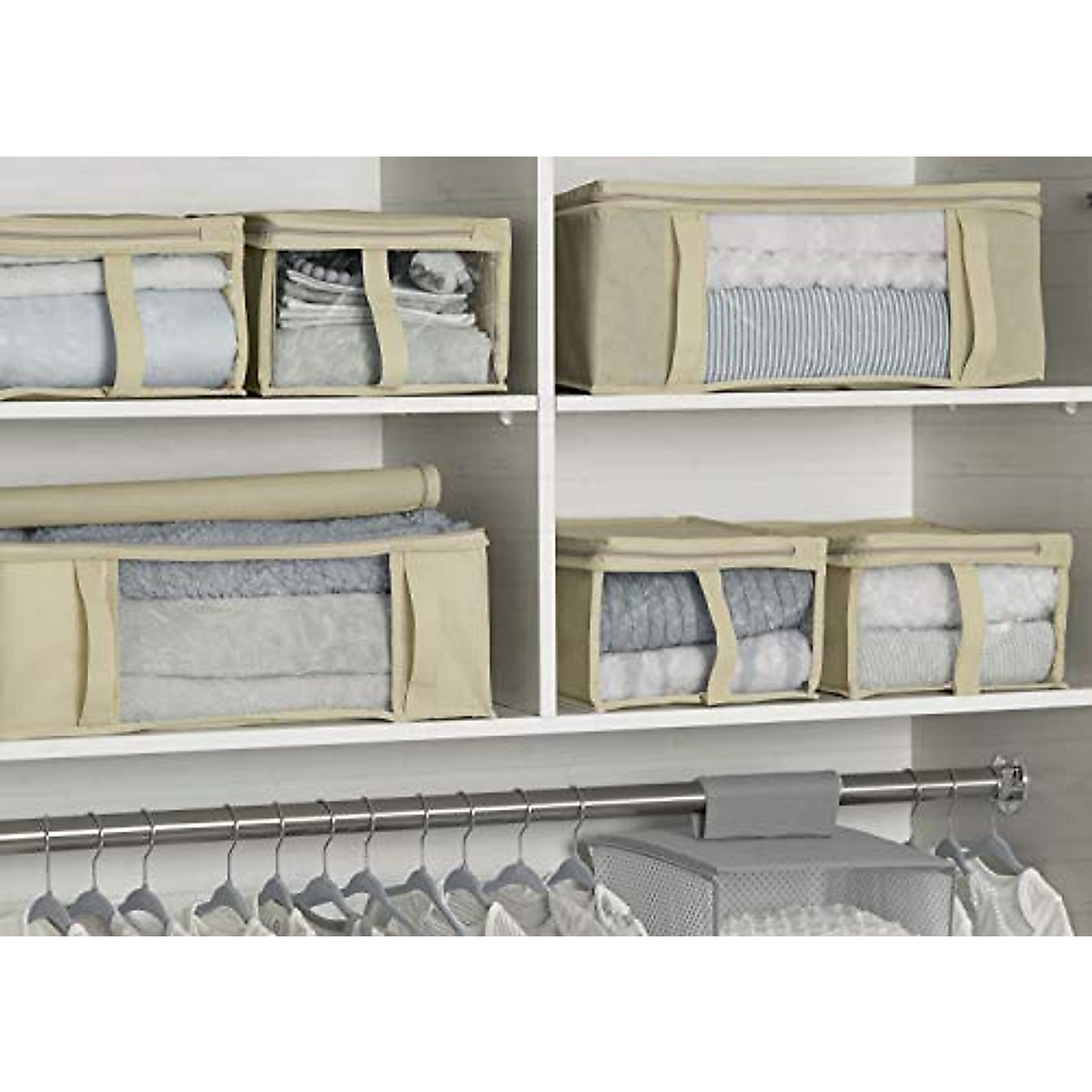 Delta Children 6-Piece Hide-A-Way Storage Bag Set, Beige