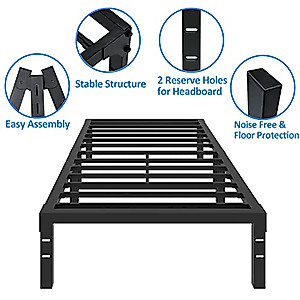 FUIOBYVV Twin Bed Frames, 14 Inch Heavy Duty Metal Platform Bed Frame Twin Size Support Up to 3500 lbs, No Box Spring Needed/No Shaking/Steel Slat Support/Noise Free/Easy Assembly