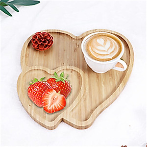 BWWNBY Wooden Serving Tray Heart Shaped Cheese Board Salad Plate Dinner Plate Cake Plate Decorative Serving Platter Plate for Snack Candy Food Fruit Valentines Day Decor (size:10.63x10.63x0.63inch)
