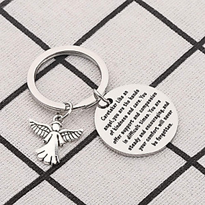 LQRI Caretakers Gift Caregivers Gift Caretaker Like An Angel You Are The Hands of Kindness and Care Keychain Babysitter Nanny Daycare Nurse Caretakers Thank You Gift (sliver)